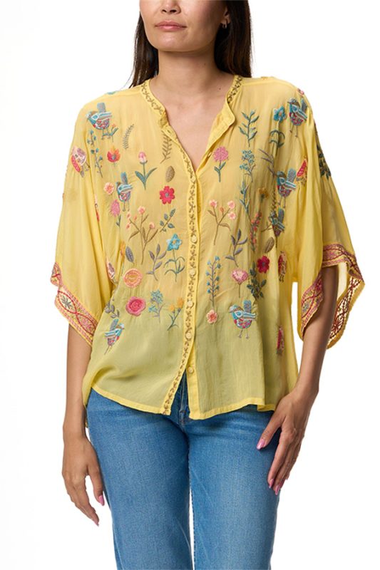 Johnny Was Roylane Blouse Soft Citron - Differente Boutique